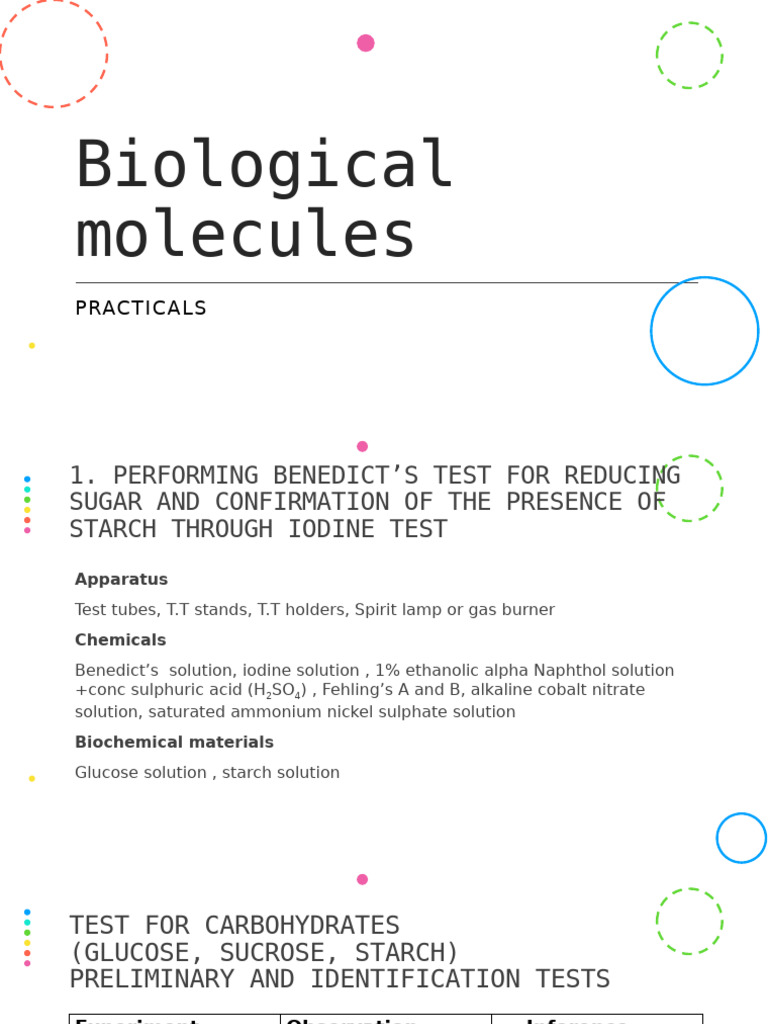 Biological Molecules Practical | PDF | Glucose | Starch