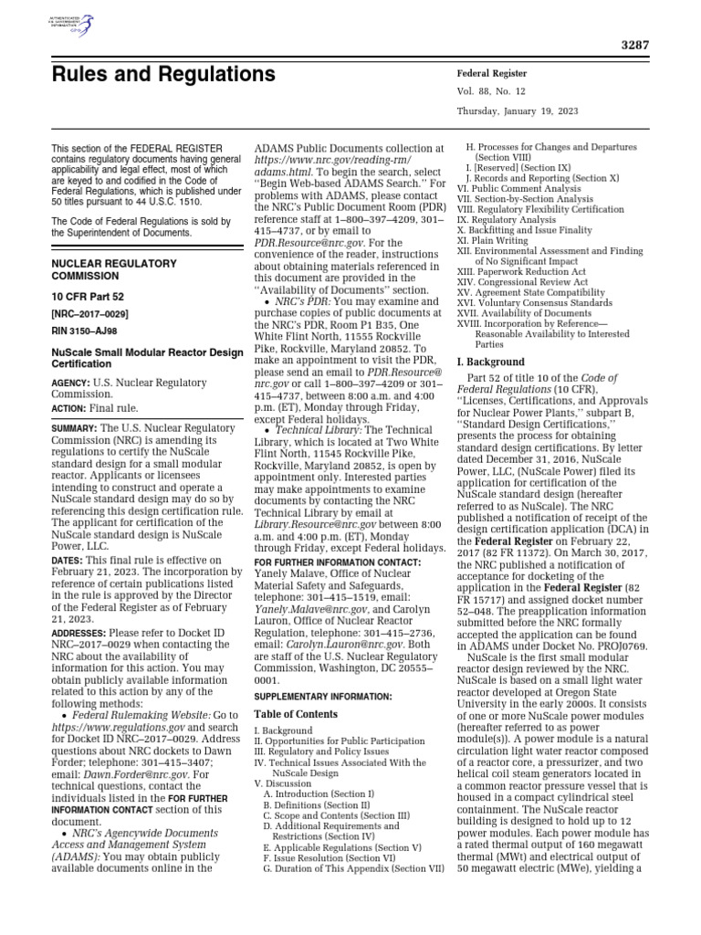 US NRC 2023 NuScale Design Certification | PDF | Nuclear Regulatory ...