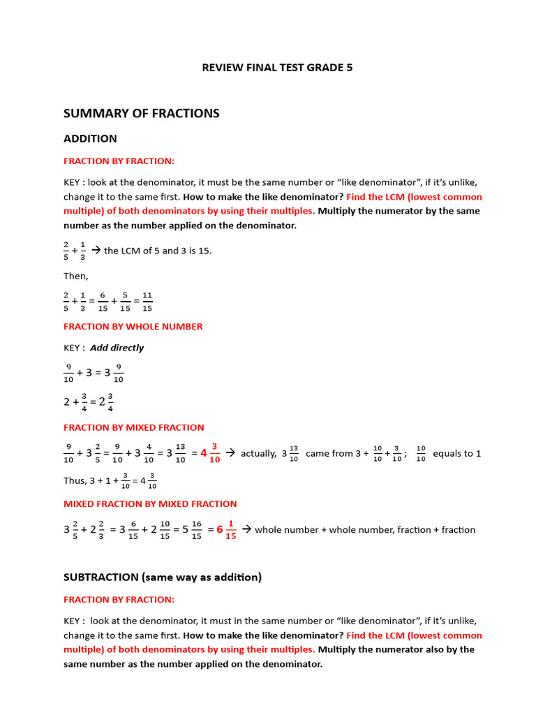Review Final Test 2 Grade 5 | PDF | Multiplication | Mathematics