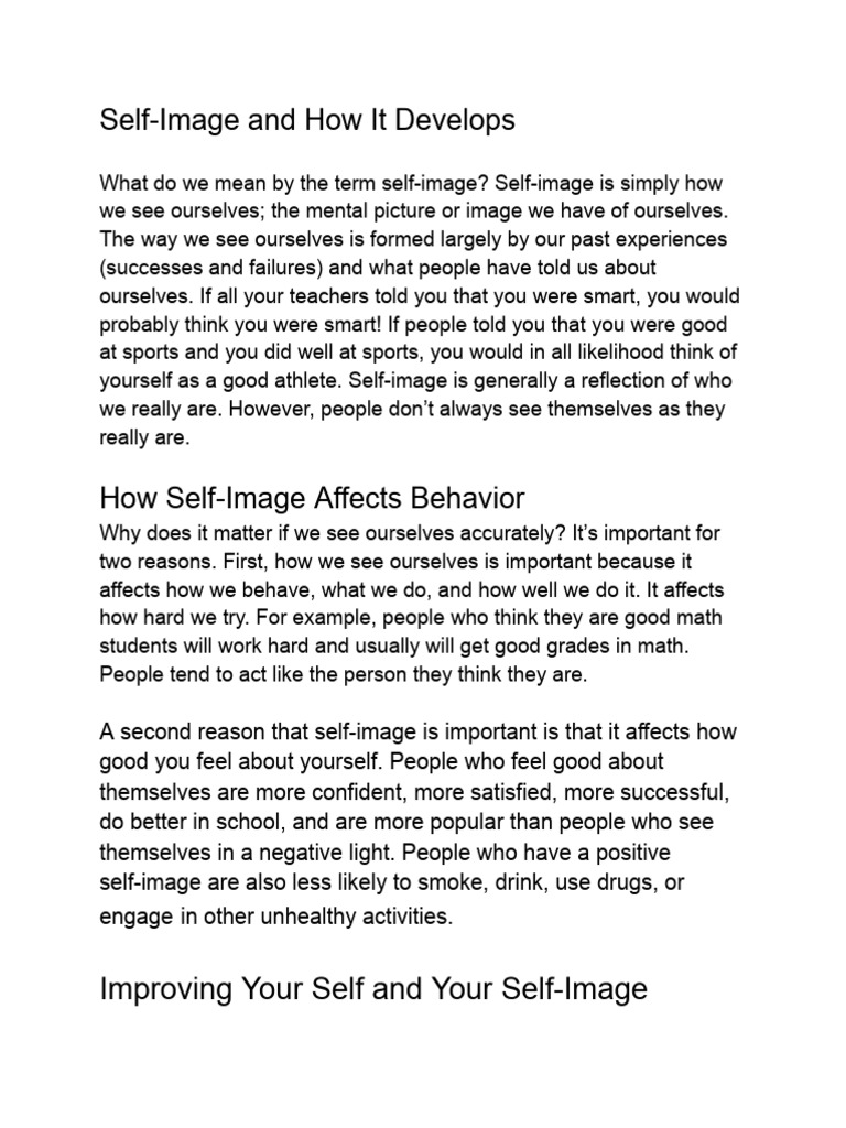 Self-Image and How It Develops | PDF