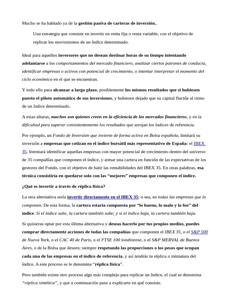 Como Armar Tu Propio Indexado | PDF | Portafolio (Finanzas) | Swap ...