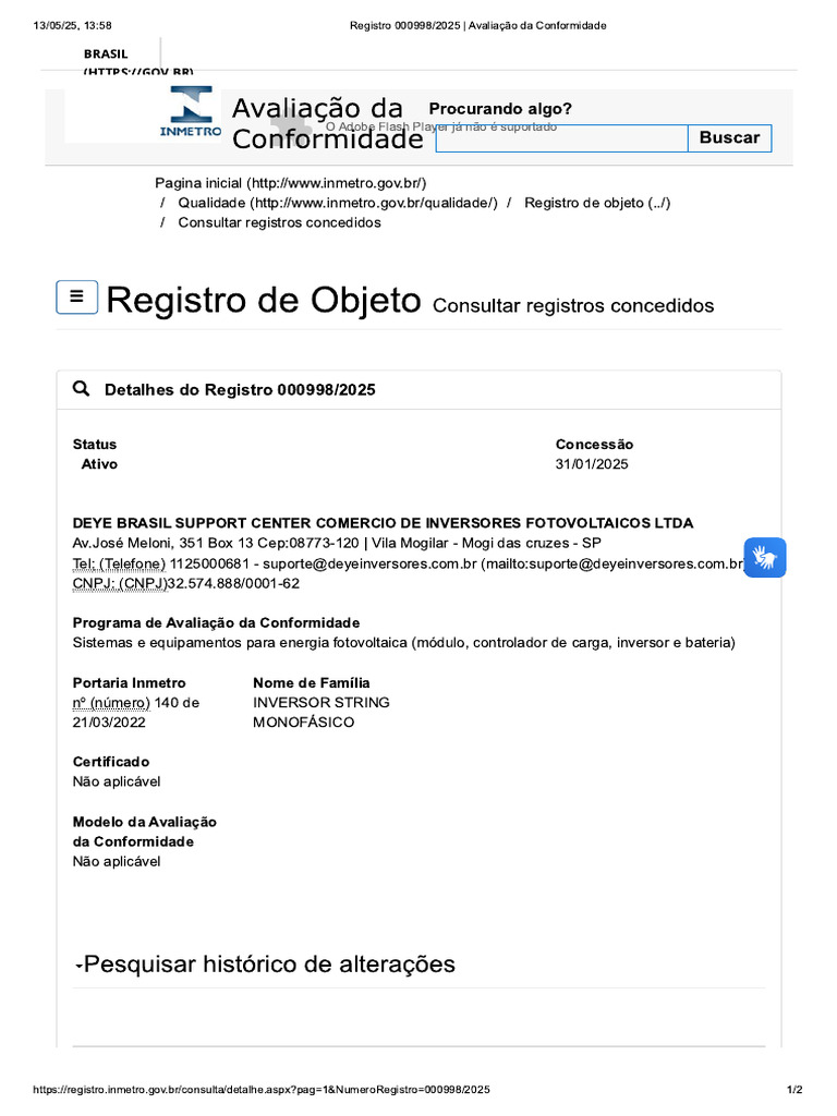 Registro 000998 - 2025 - Deye 6.6kw | PDF