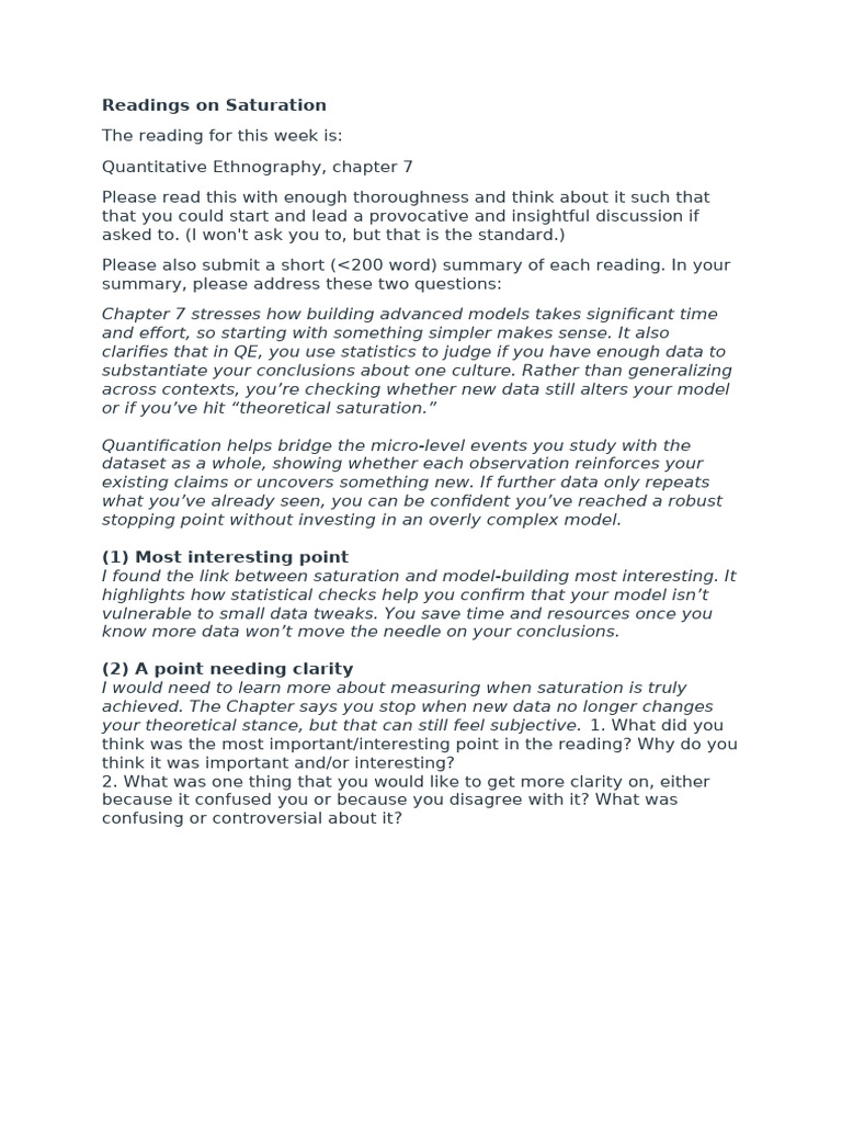 Readings On Saturation | PDF