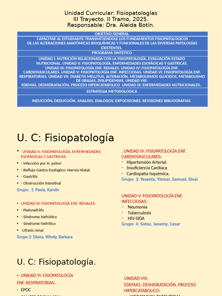 Unidad Curricular Fisiopatologia | PDF | Enfermedades y trastornos ...