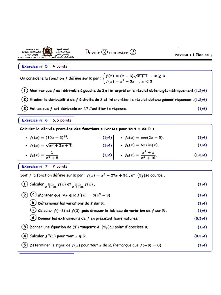 Devoir 3 s2 1bac | PDF
