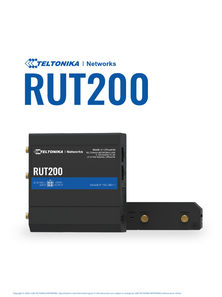 Rut200 Datasheet 2024 v14 | PDF | Port (Computer Networking) | Computer ...