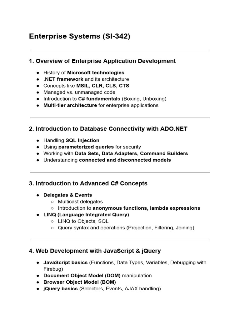 Enterprise Systems Development Overview | PDF | Model–View–Controller ...