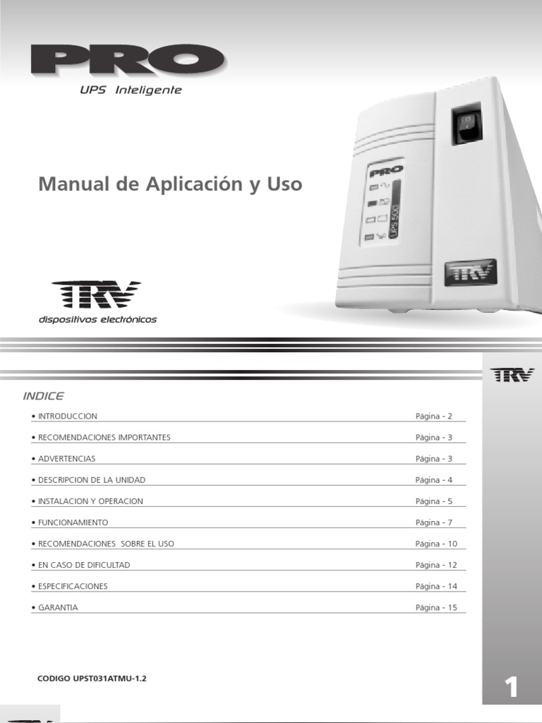 Trv-Pro 500 Manual de Uso | PDF | Batería (electricidad) | Fusible ...