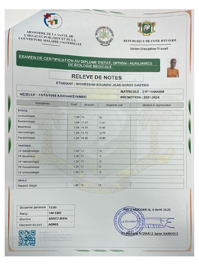 Releve de Note | PDF