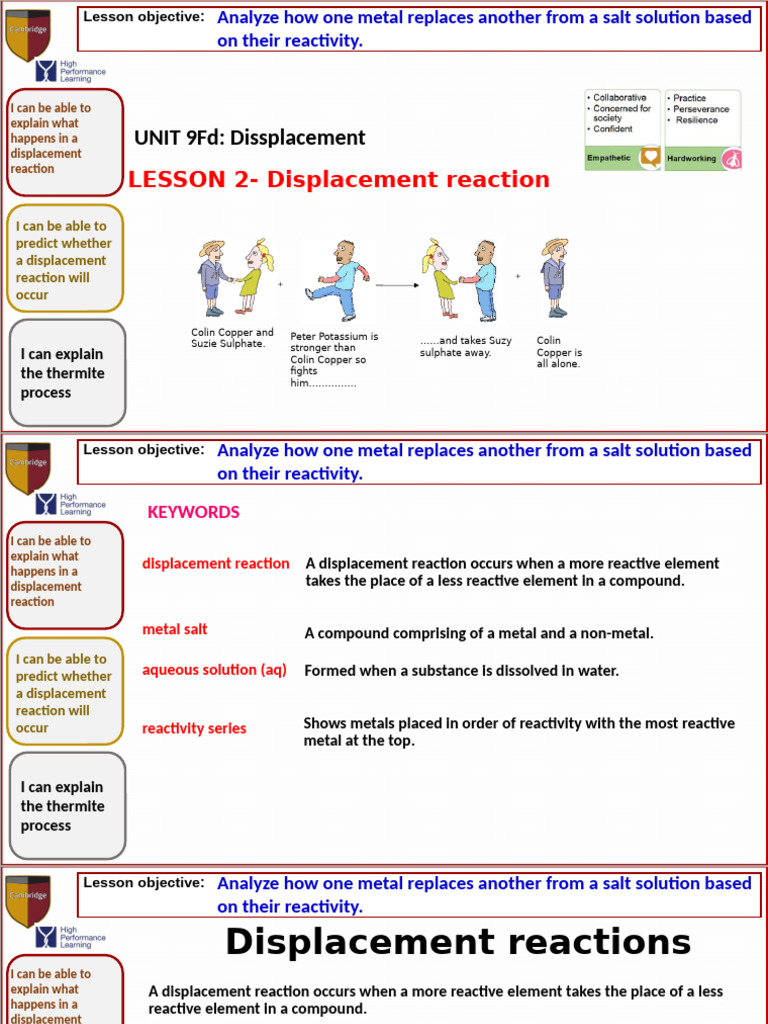 Lesson 2 Displacement Reaction | PDF | Magnesium | Chemical Reactions