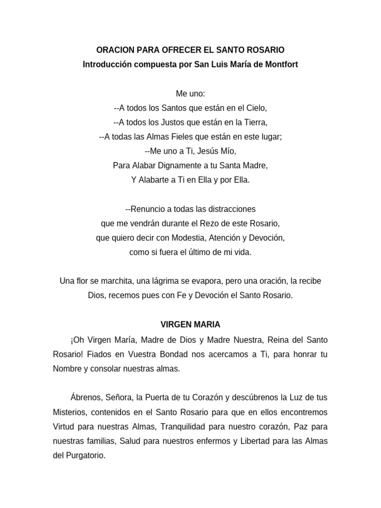 Oracion para Ofrecer El Santo Rosario | PDF | María, madre de Jesús | Oración