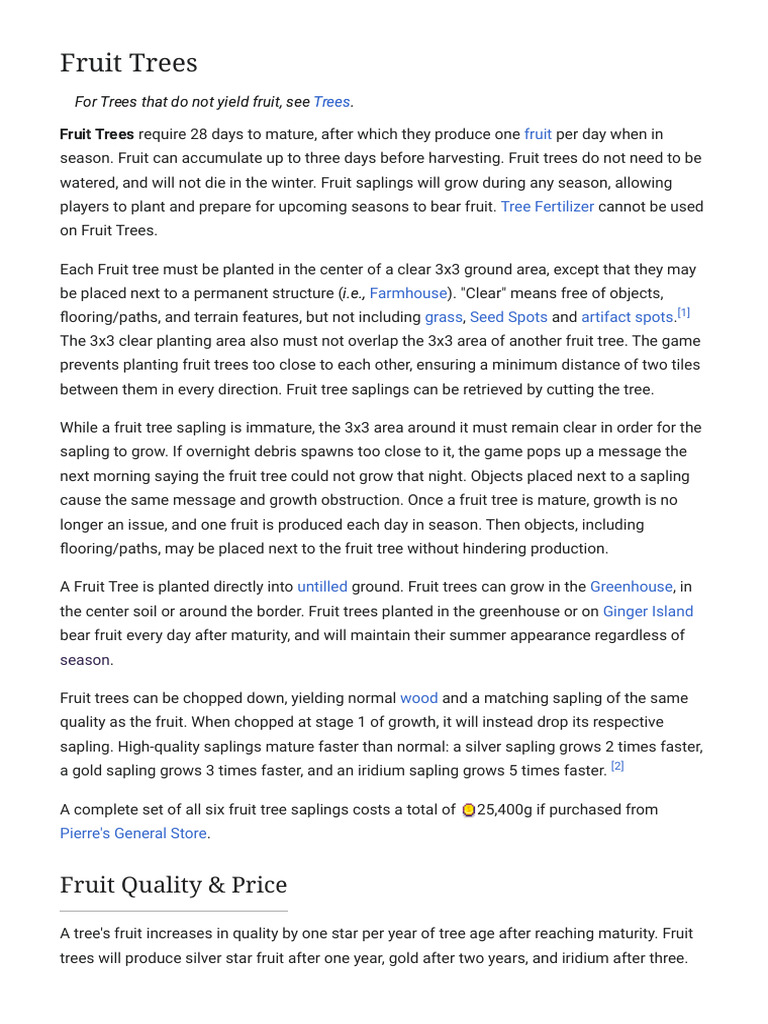 Fruit Trees - Stardew Valley | PDF | Trees | Fruit