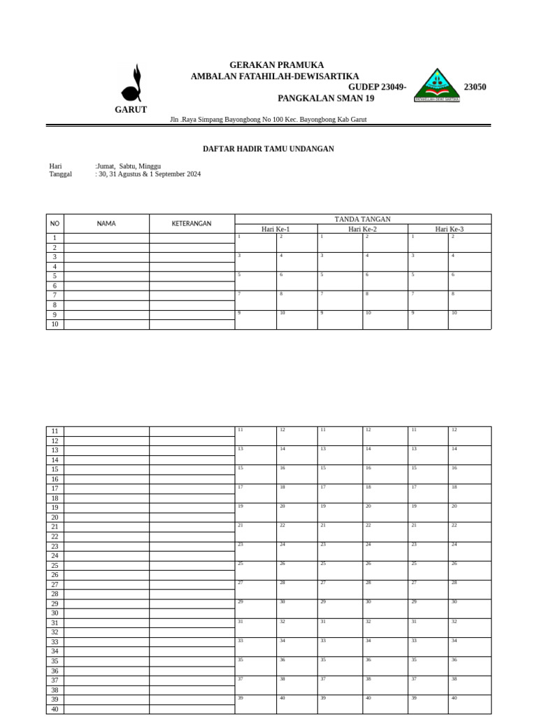 Daftar Hadir Tamu Undangan | PDF