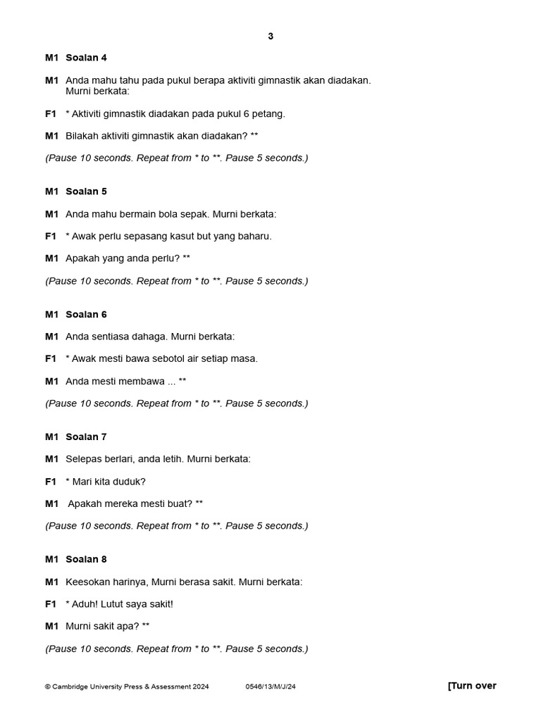 3 M1 Soalan 4 M1 F1 M1: 0546/13/M/J/24 © Cambridge University Press & Assessment 2024 | PDF