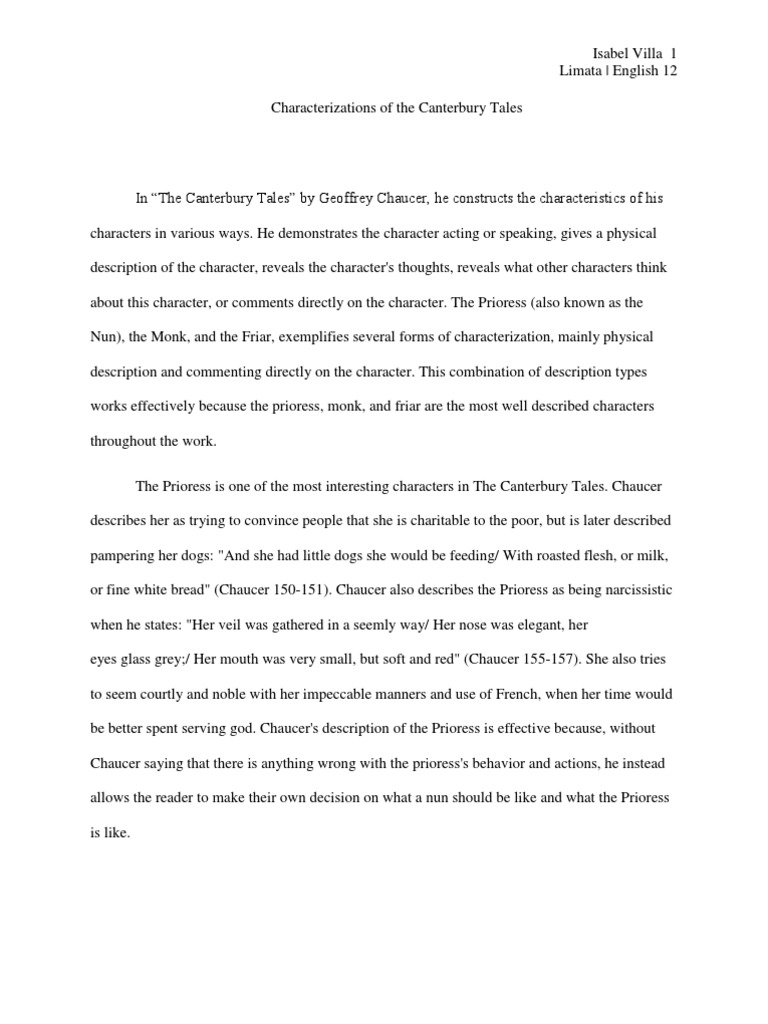 Character Analysis in Canterbury Tales | PDF | The Canterbury Tales ...