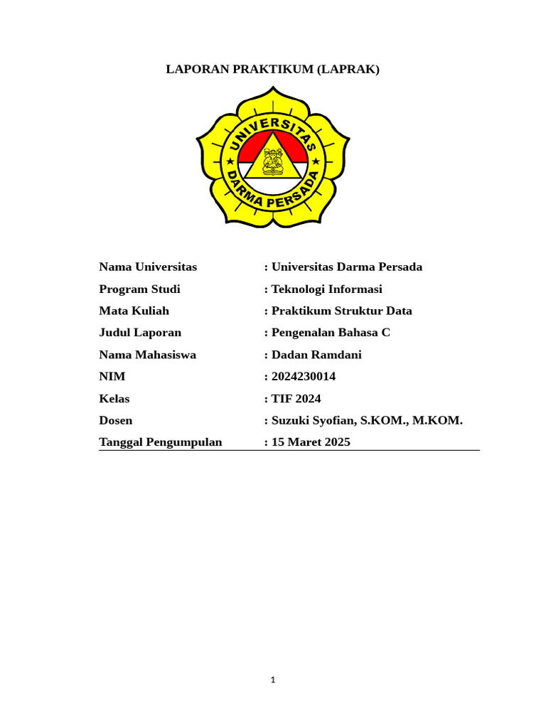 (Laprak Dadan Ramdani) Laporan Praktikum Struktur Data | PDF