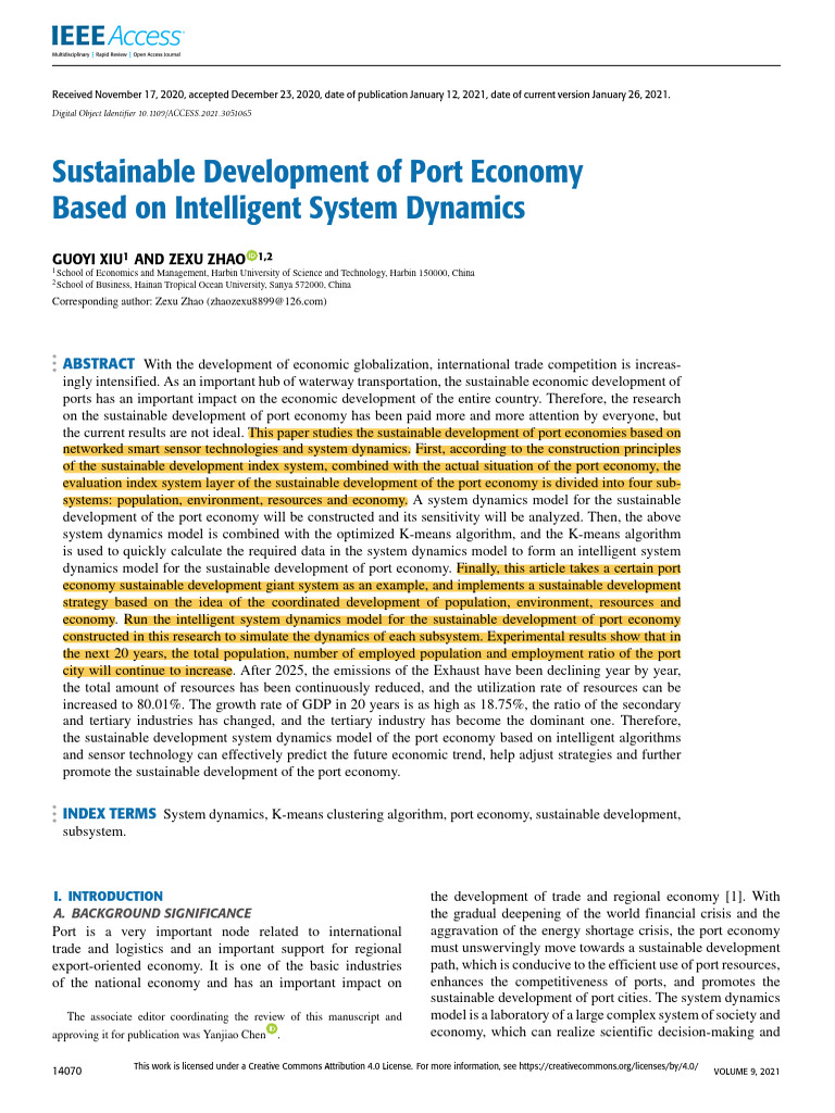 Sustainable Port Economy Dynamics Model | PDF | Cluster Analysis | System
