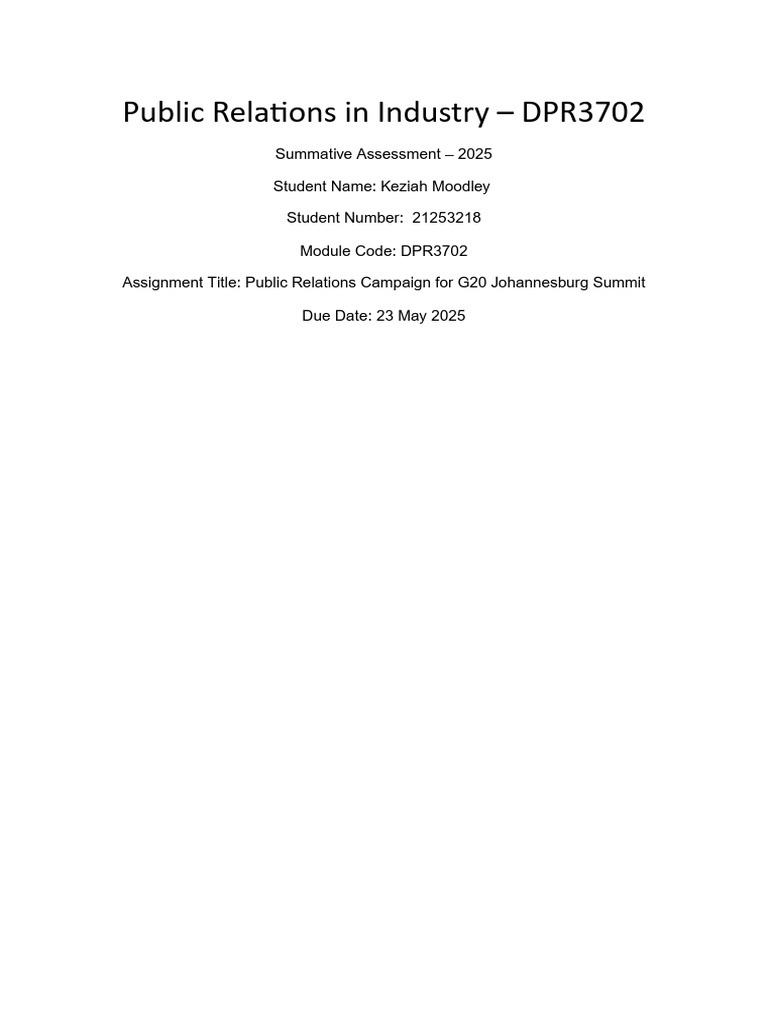 DPR3702 G20 Campaign Assignment FULL - Docx 20250523 133153 0000 | PDF ...