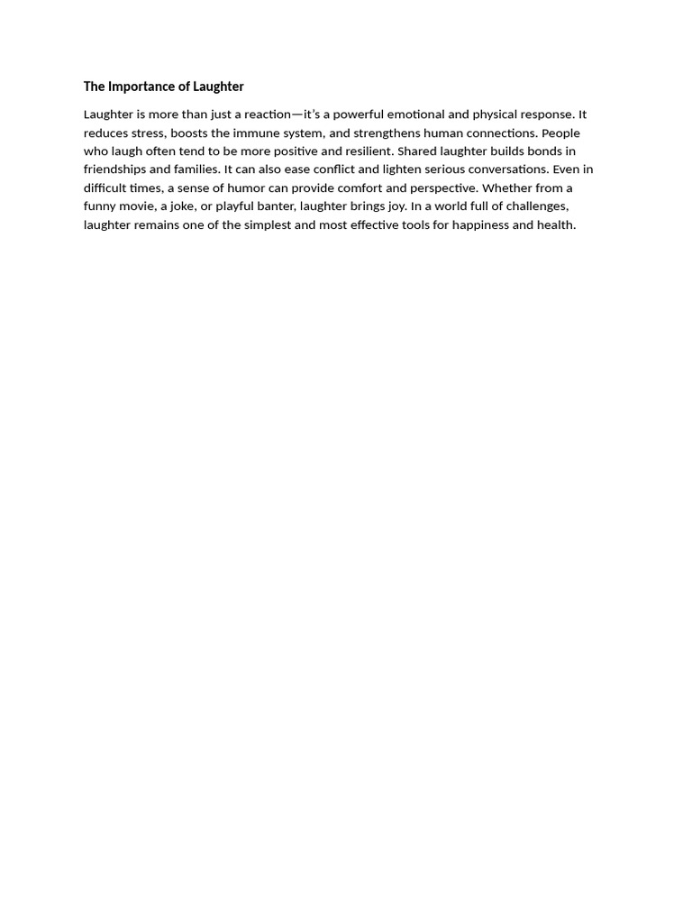 The Importance of Laughter | PDF