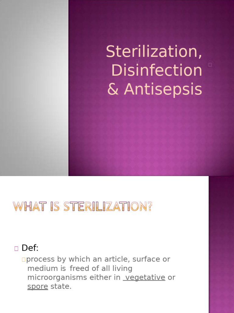 Sterilization Disinfection & Antisepsis. | PDF | Sterilization (Microbiology) | Disinfectant