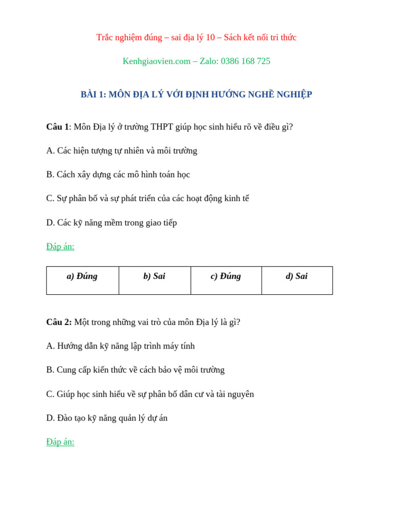 TN Dung Sai Dia Ly 10 b1 KNTT | PDF