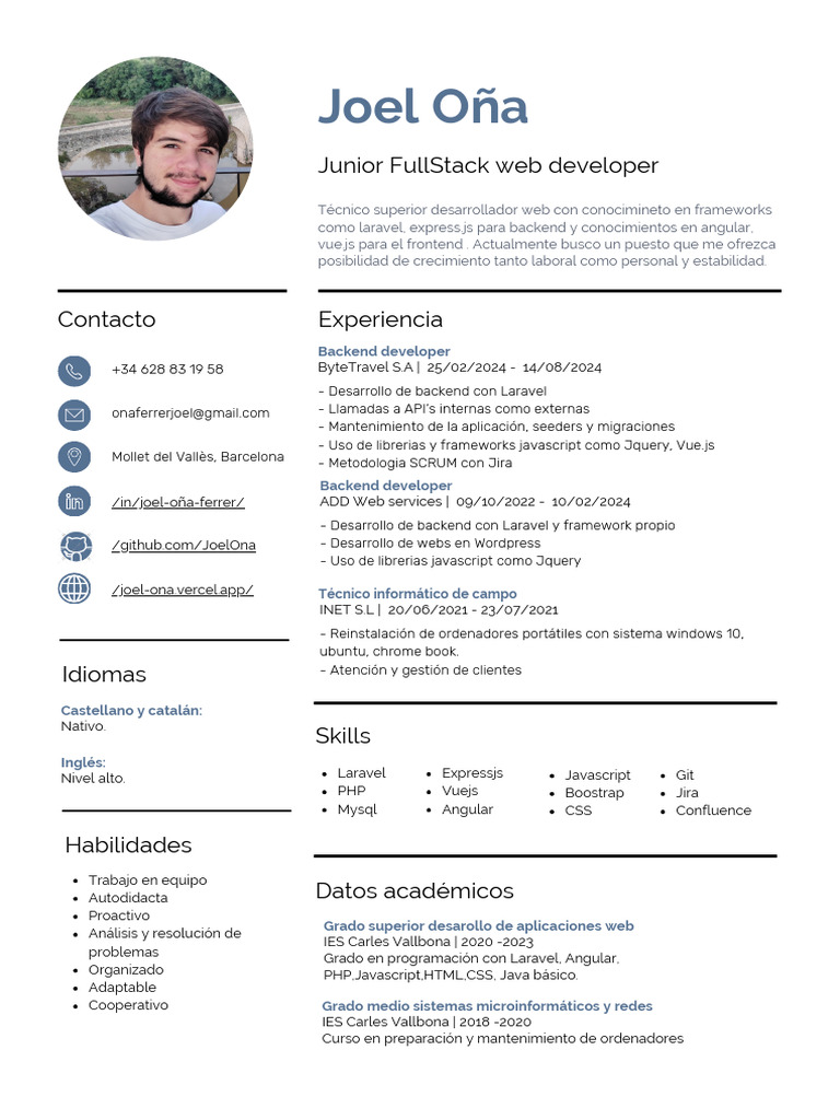 Desarrollador Web FullStack en Laravel y Angular | PDF | Script Java ...