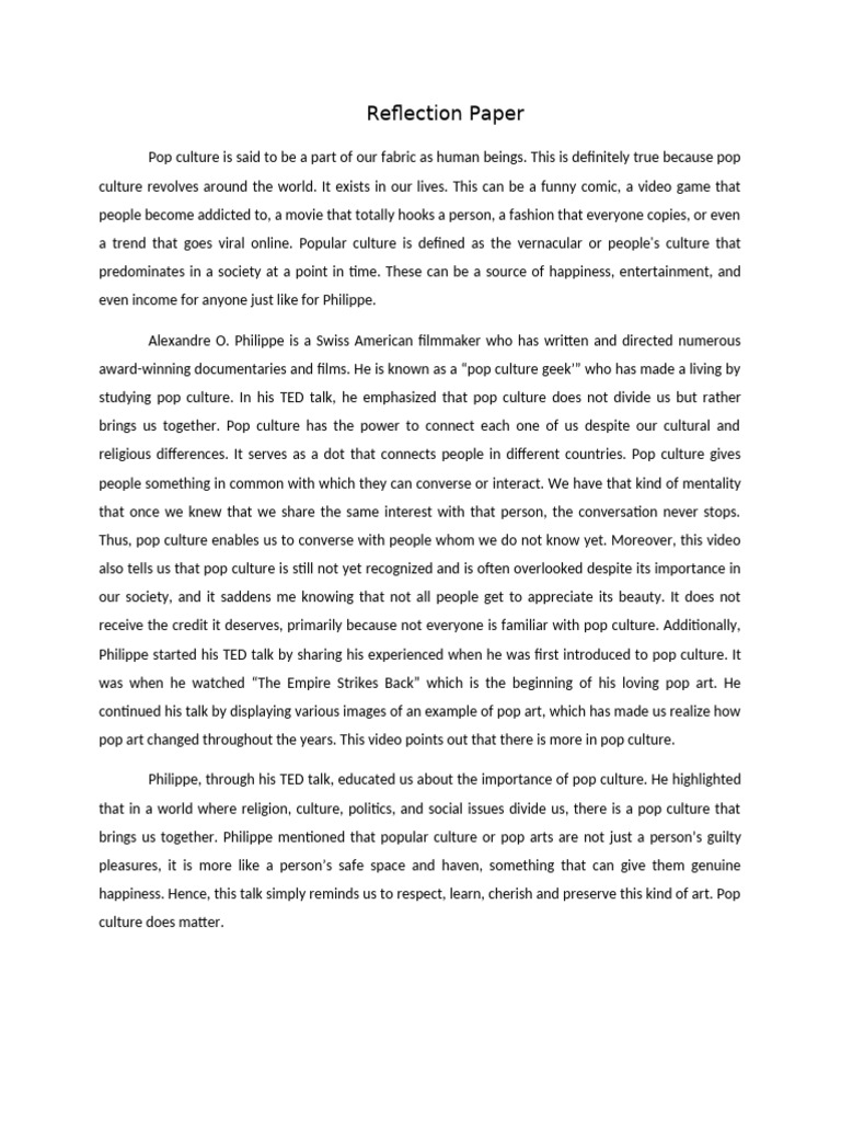 Reflection Paper (TED Talk) | PDF | Popular Culture