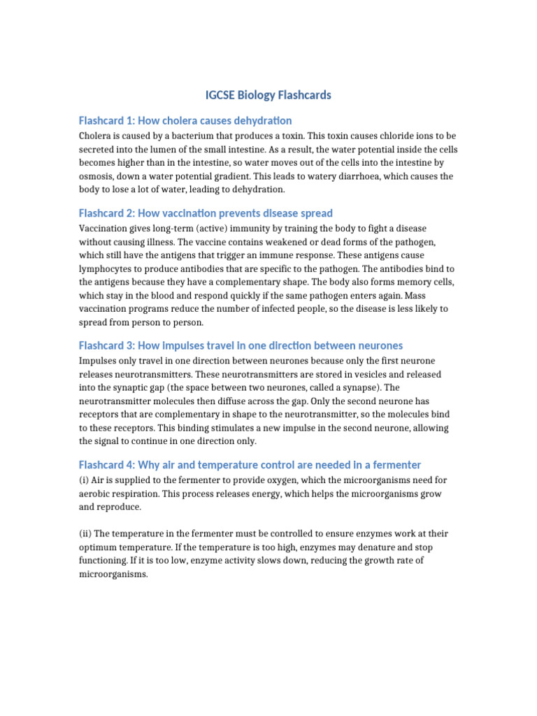 IGCSE Biology Key Concepts Flashcards | PDF