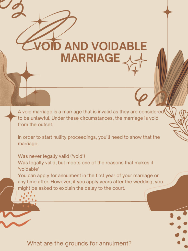 Understanding Void and Voidable Marriages | PDF | Annulment | Marriage