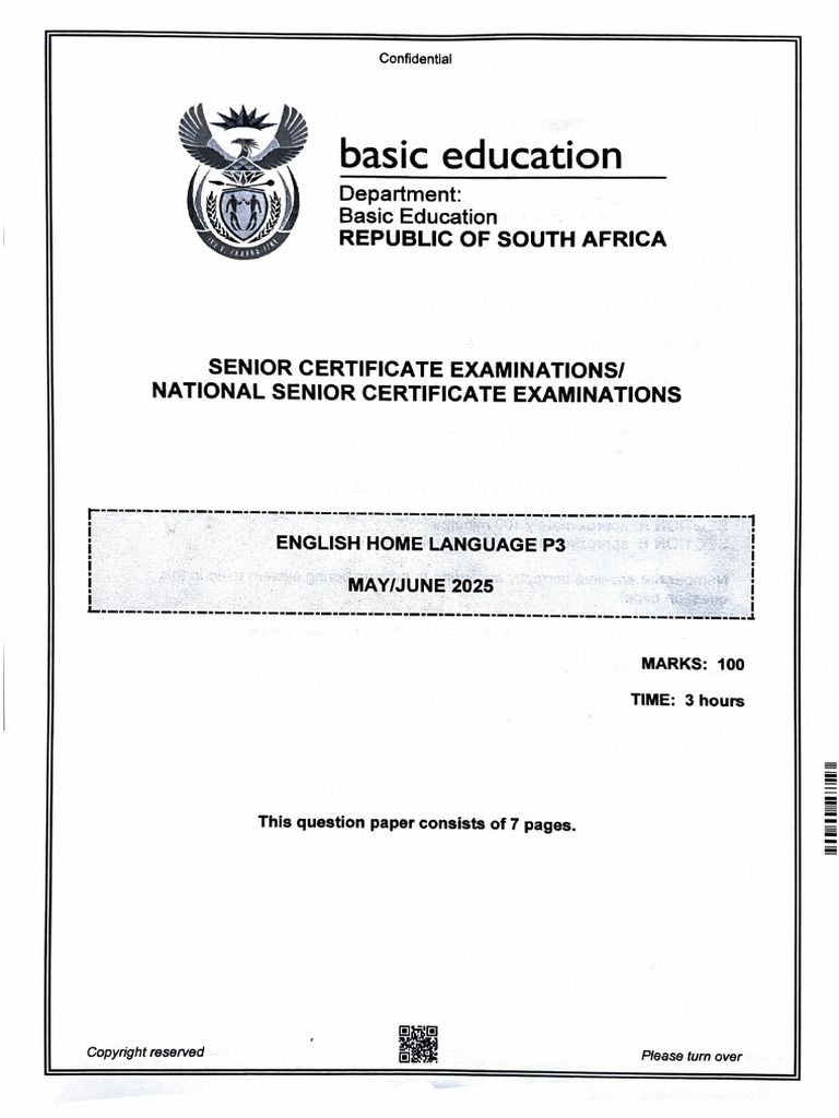 English HL P3 NSC May June 2025 QP Scanned by Farhad Akoo | PDF
