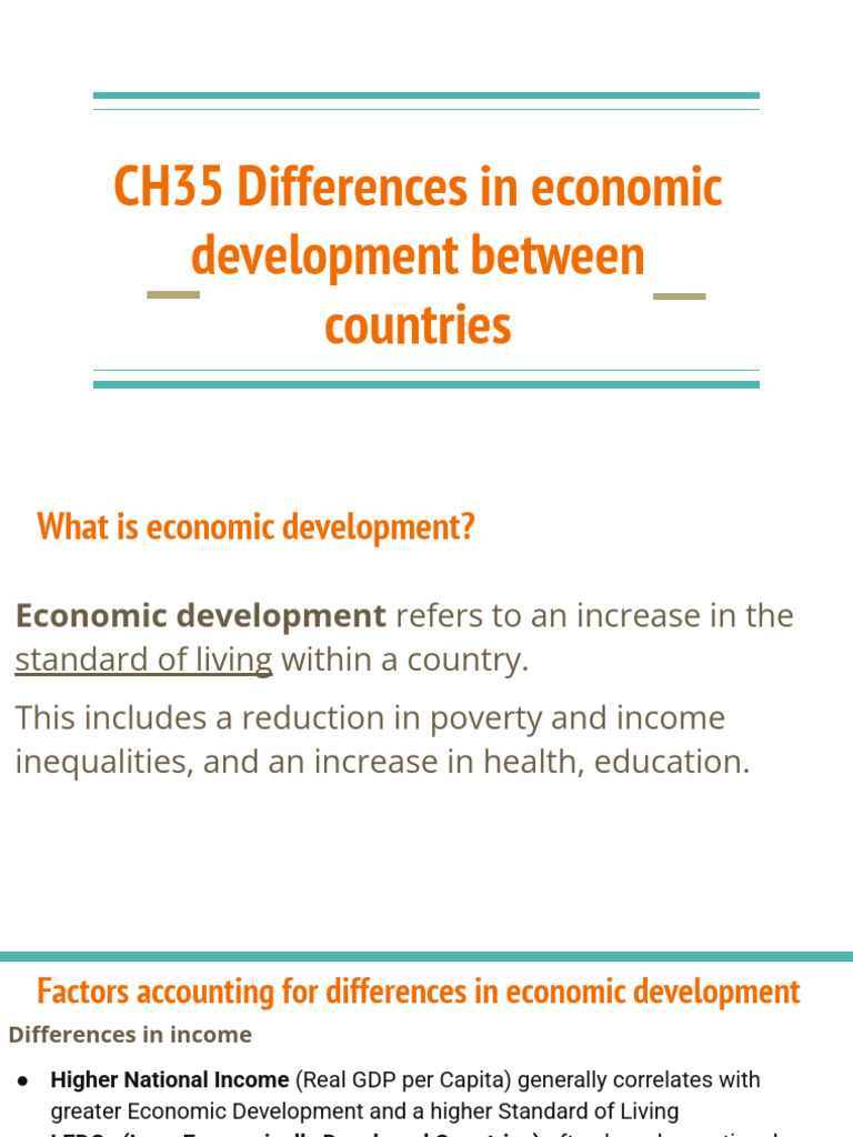 35 Differences in Economic Development Between Countries-1 | PDF ...