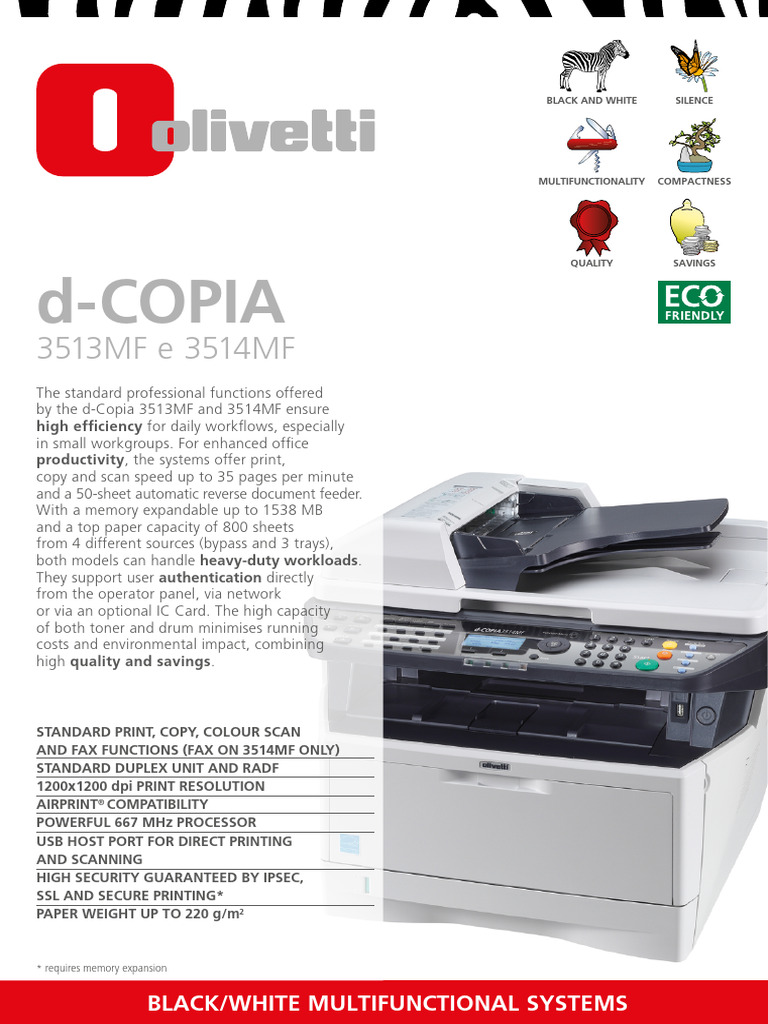 Brochure 96 Olivetti D Copia 3513MF 3514MF Brochure | PDF | Image ...