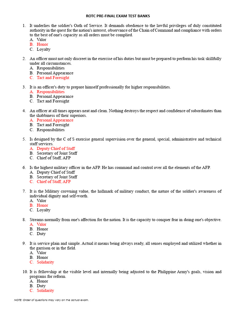 Rotc Pre Final Exam Test Banks | PDF | Computer Security | Security