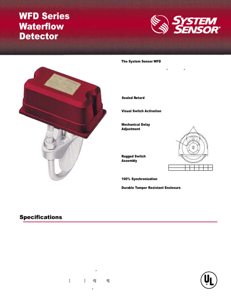 System Sensor Flow Switch Vane Type Ul Listed FM Approved | PDF | Pipe ...