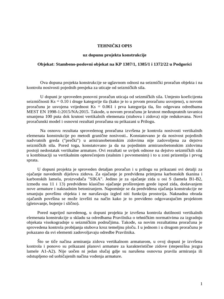 Tehnicki Opis Dopuna Projekta | PDF