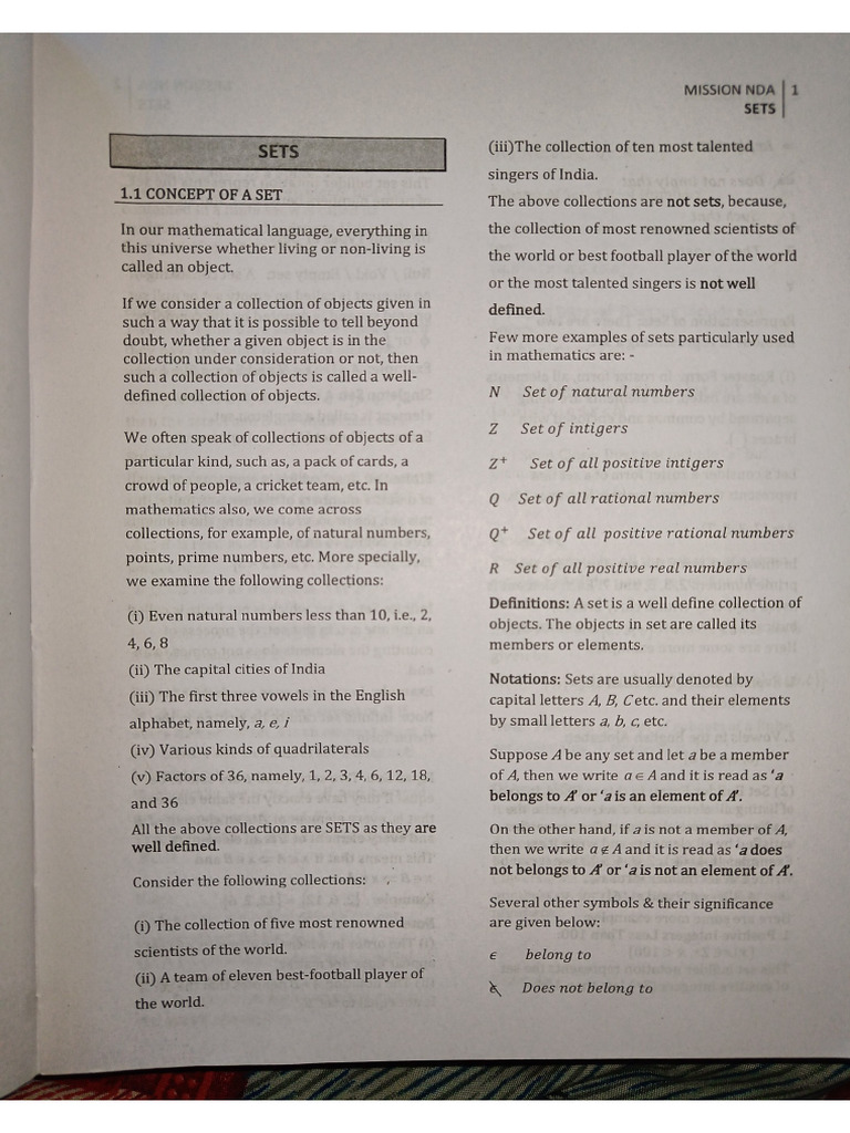 NDA Maths Chapter Sets | PDF