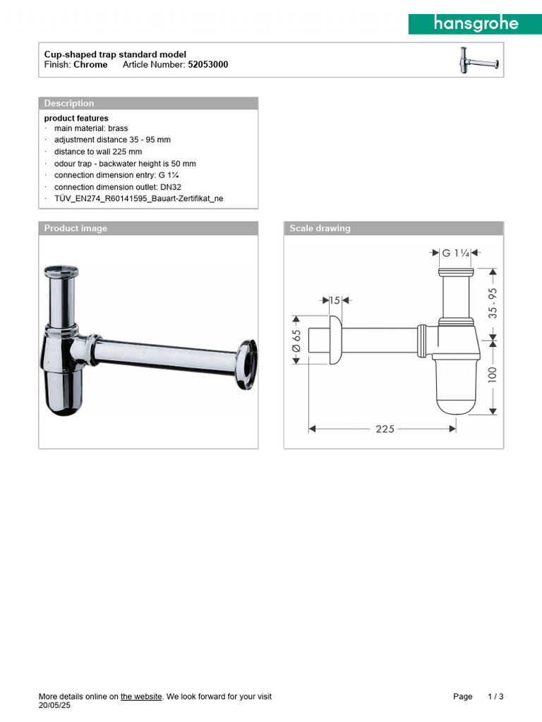Hansgrohe Product Specification | PDF