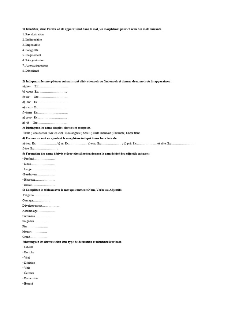 Dérivation morphologique des mots | PDF