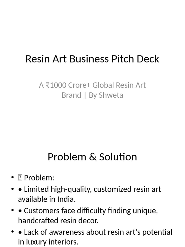 Resin Art Business Pitch Overview | PDF