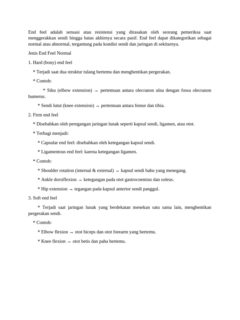 Jenis-Jenis End Feel pada Sendi | PDF