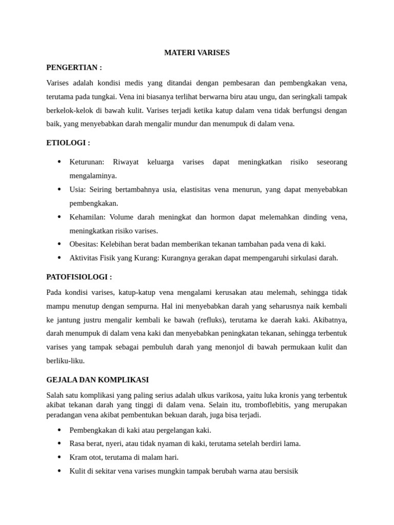 Penyebab dan Gejala Varises Kaki | PDF