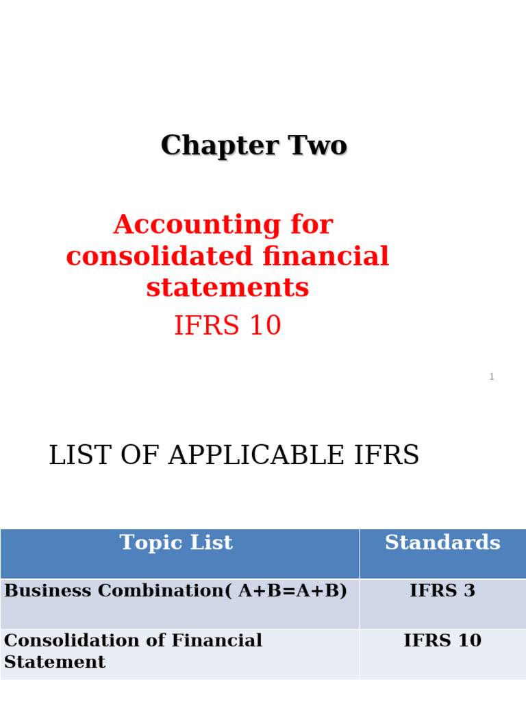 AFA I- Chapter2, IFRS 10 Consolidation | PDF | Goodwill (Accounting ...