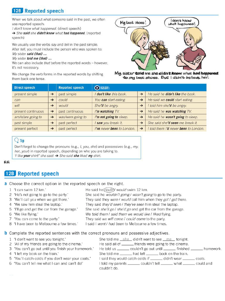 Reported Speech - Level 6 | PDF