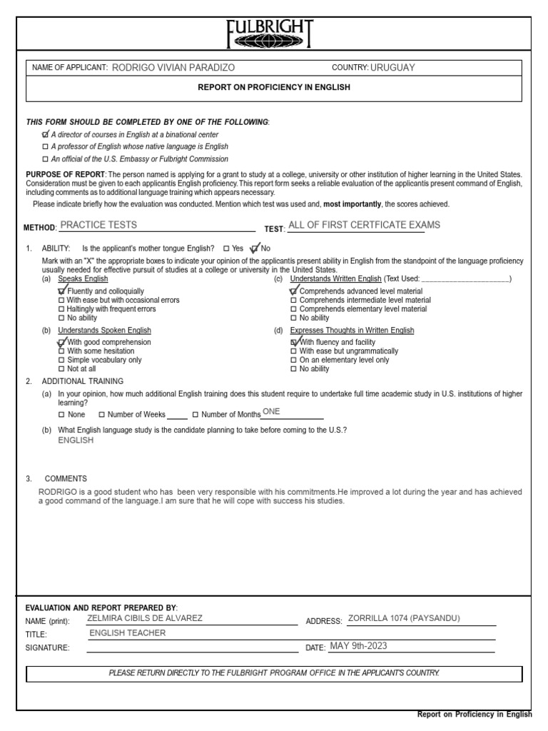 Report of Proficiency in English | PDF | English Language | Reading ...