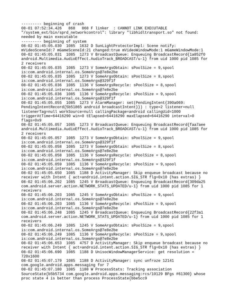 Standby Android Log 2024 0802 031117 | PDF | Mobile Computers | Smart Devices