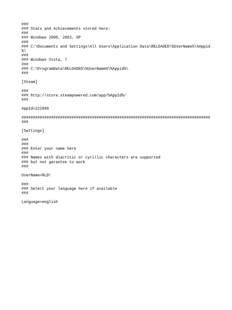 Steam RLD - Ini | PDF