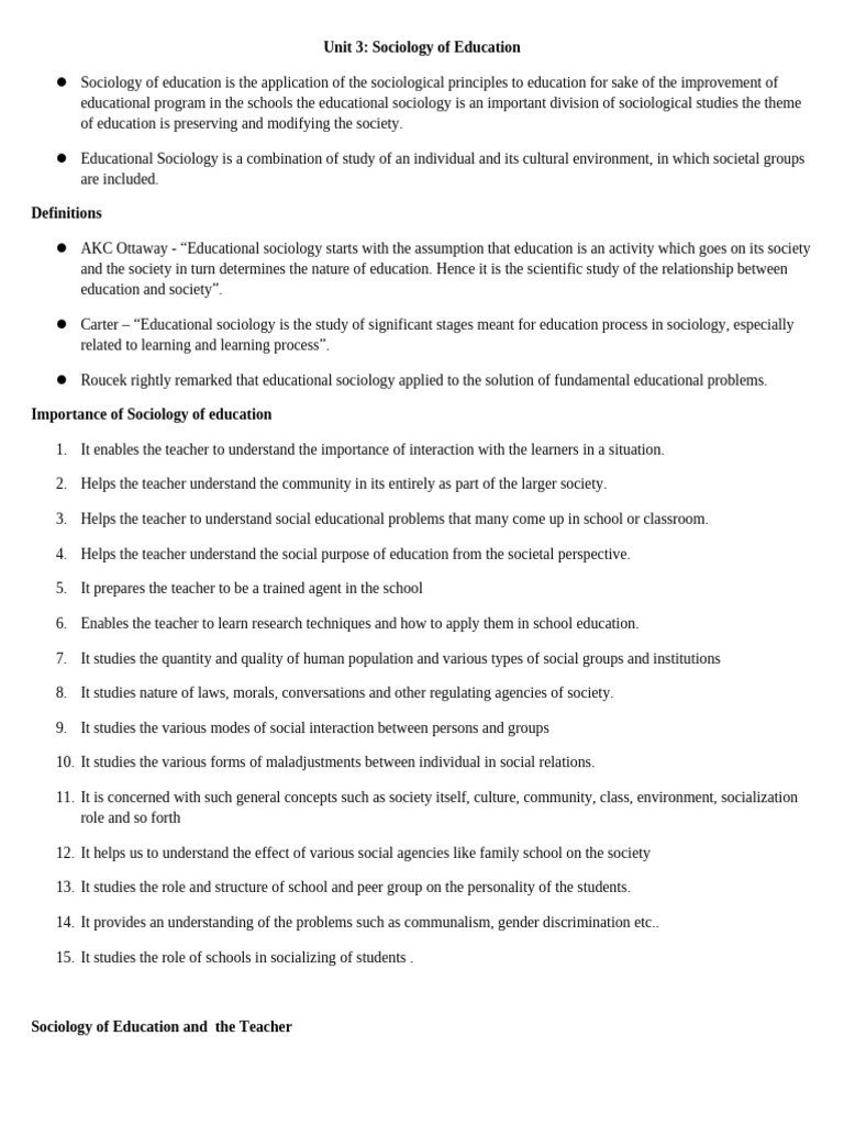 ECI Unit 3-Sociological Foundations of Ed | PDF | Socialization ...