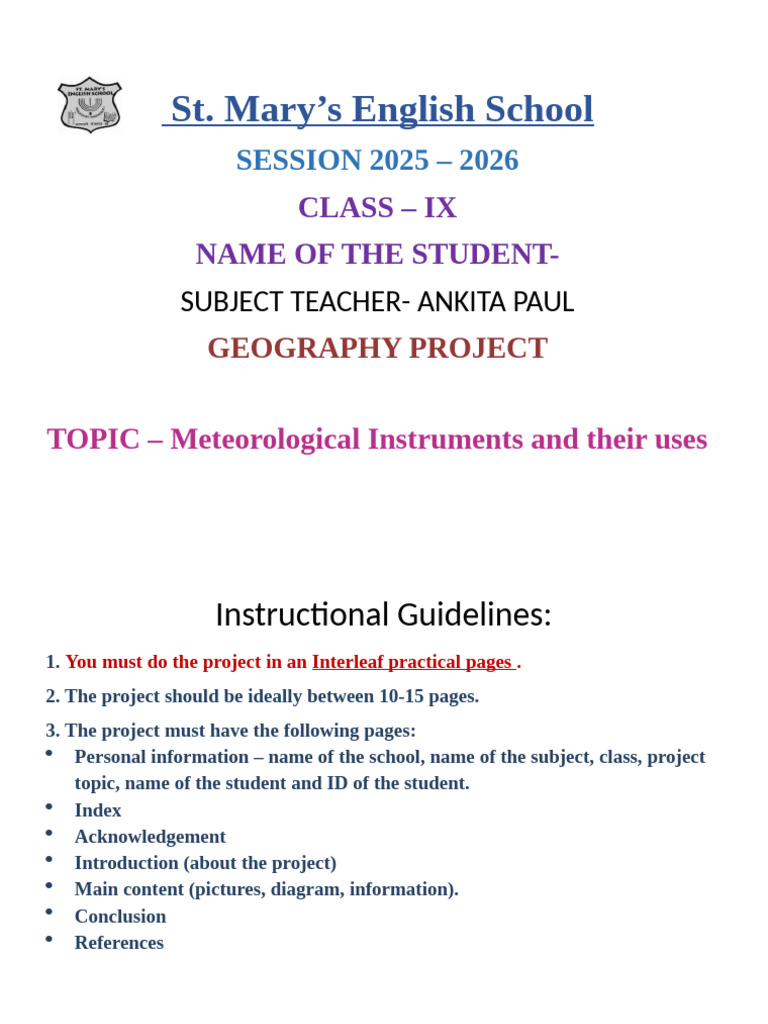 Geography Project on Meteorological Tools | PDF | Gases | Atmospheric ...
