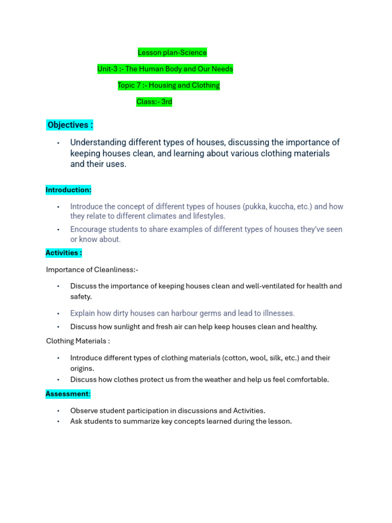 Lesson Plan Science 3rd Class | PDF