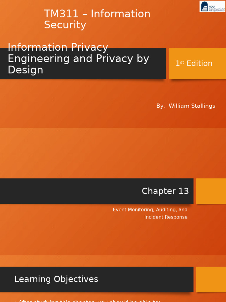 Week 14 (CH13) Event Monitoring, Auditing, and Incident Response | PDF | Security | Computer ...
